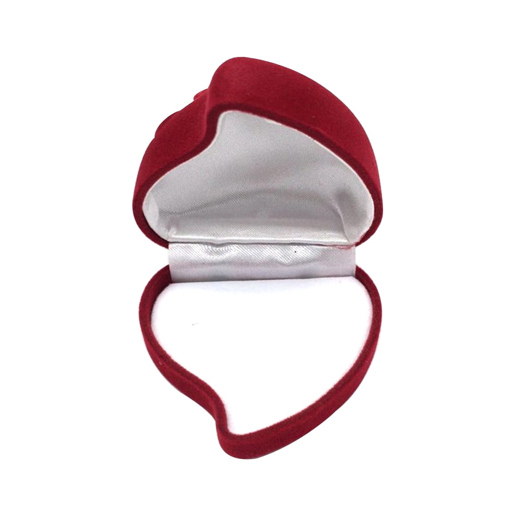 BESTYASH Red Heart Shaped Ring Box with Rose Flower Design Double Ring ...