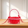 BESTYASH Red Wedding Flower Basket with Comfortable Handle and Lace for ...
