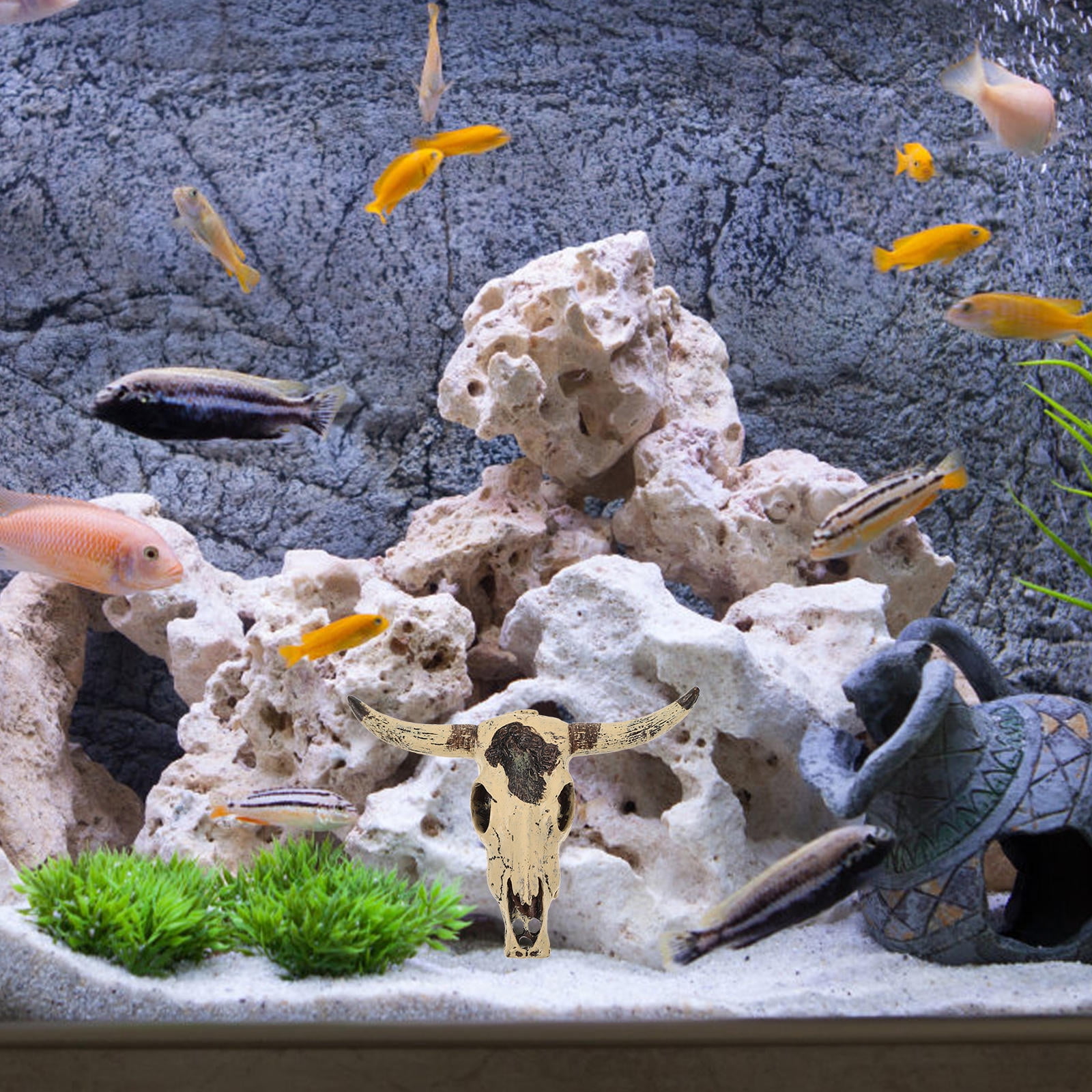 BESTYASH Reptile Tank Skull Decor Fish Tank Landscaping Resin Brown ...