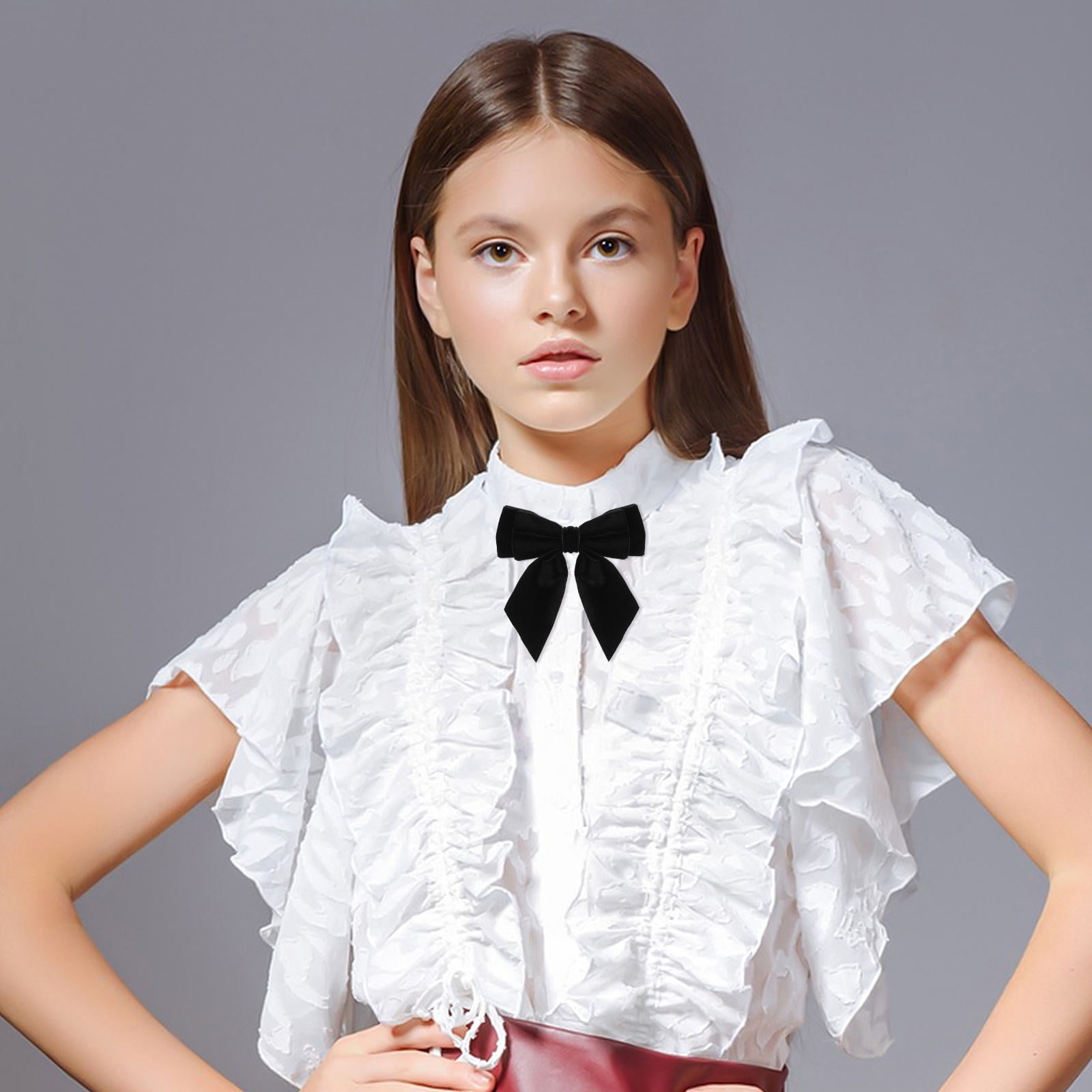 BESTYASH Reusable Black Velvet Bow Brooch Pin Large Bow Tie Style for ...