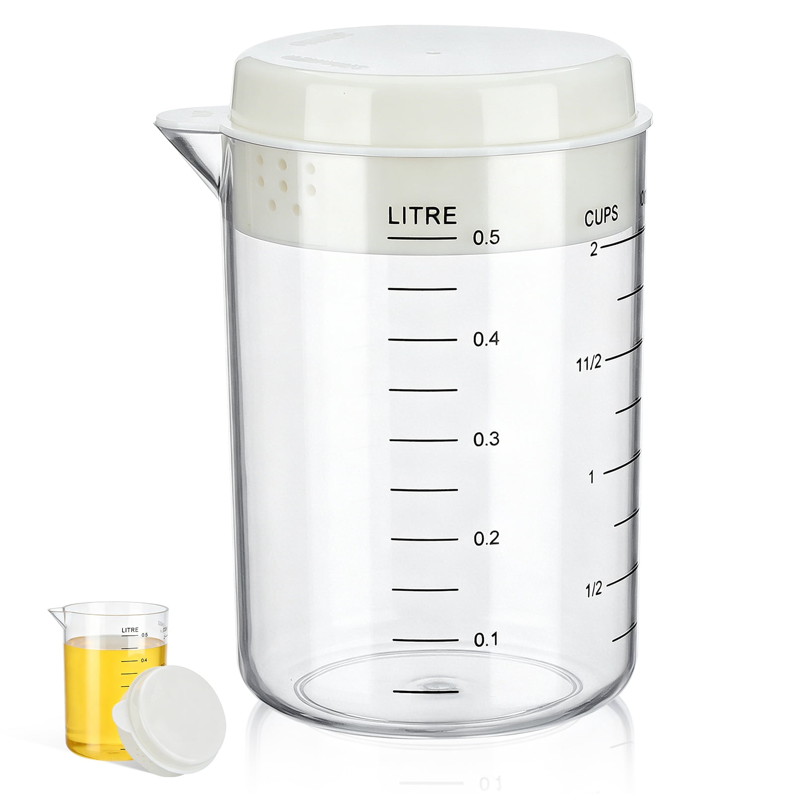 BESTYASH Reusable Clear Measuring Cup with Lid Large Capacity Plastic ...