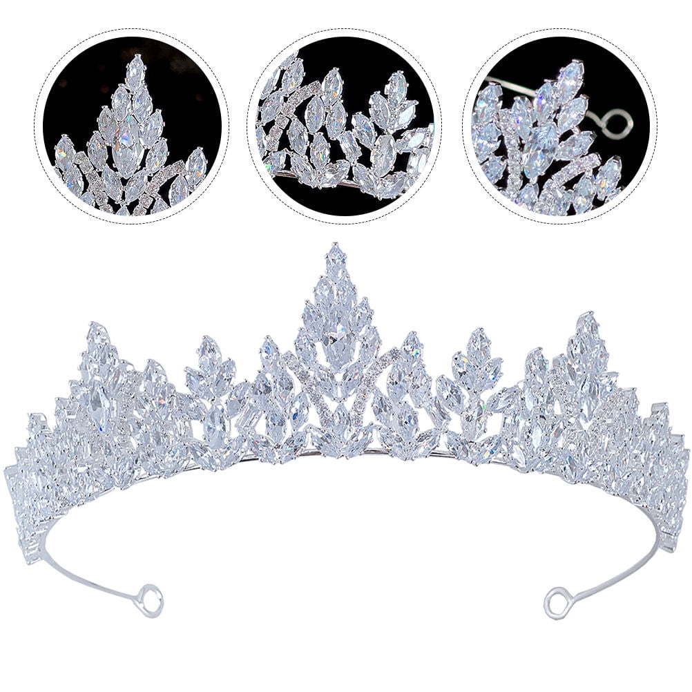 BESTYASH Silver Cubic Zirconia Wedding Crown for Bride Bridal Headpiece ...