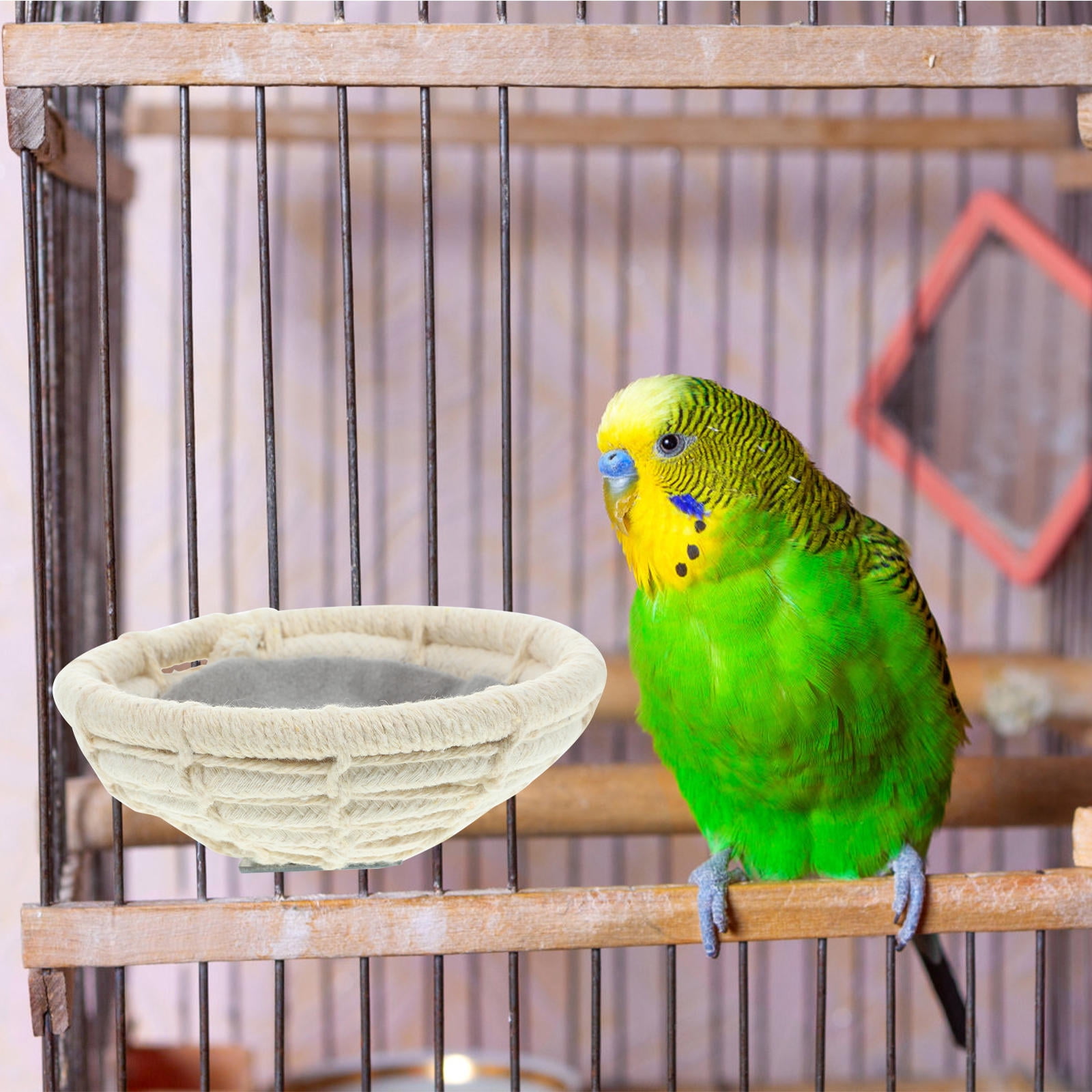 BESTYASH Simple Elegant White Hand Woven Bird Nest for Cages Indoor and ...