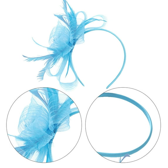 BESTYASH Sky Blue Fascinator Hat with Veil Hair Clip and Headband for ...