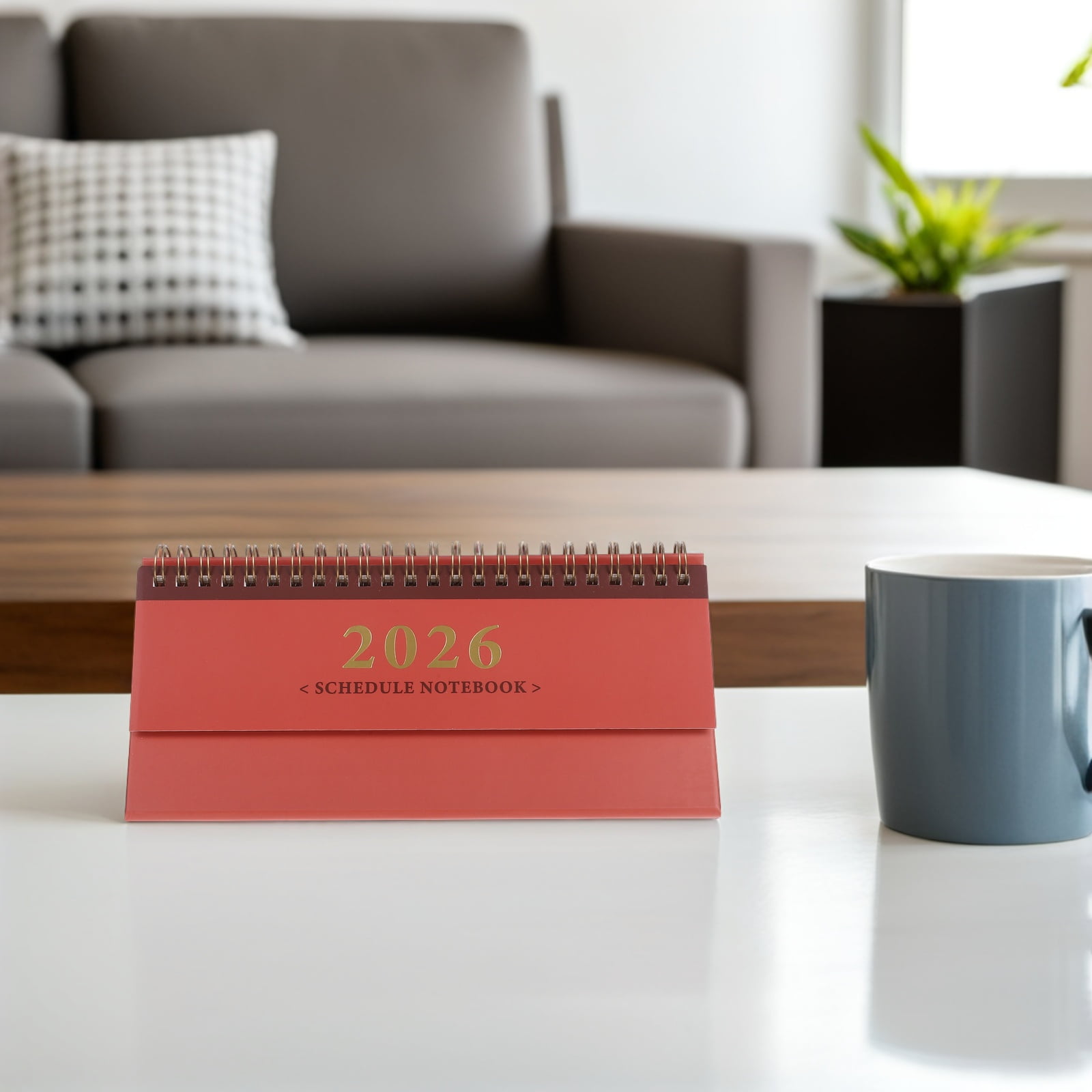 BESTYASH 2026 Small Desk Calendar Red Compact Paper 1 Pack for Office ...