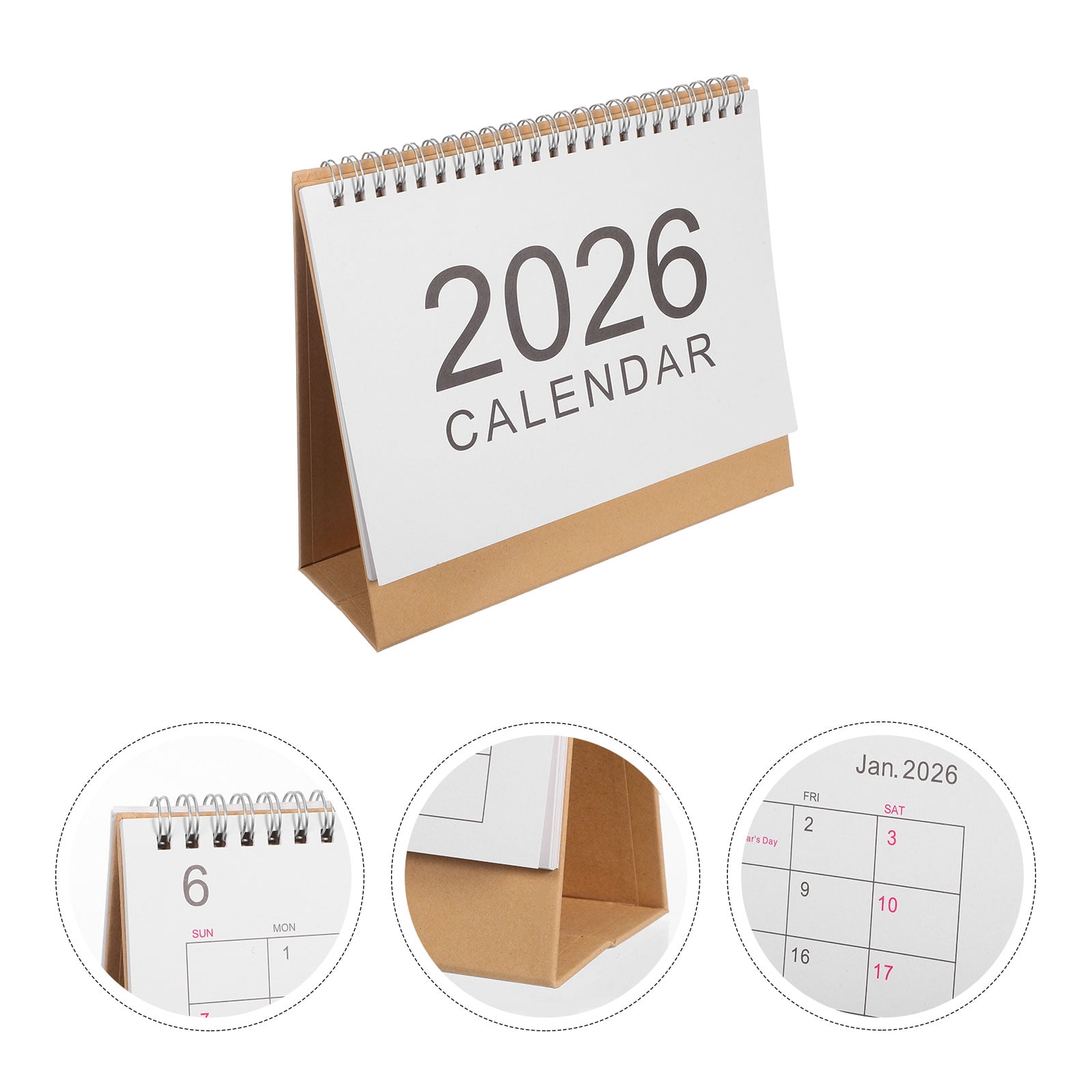 BESTYASH 2026 Small White Paper Desk Calendar, Foldable Standing ...
