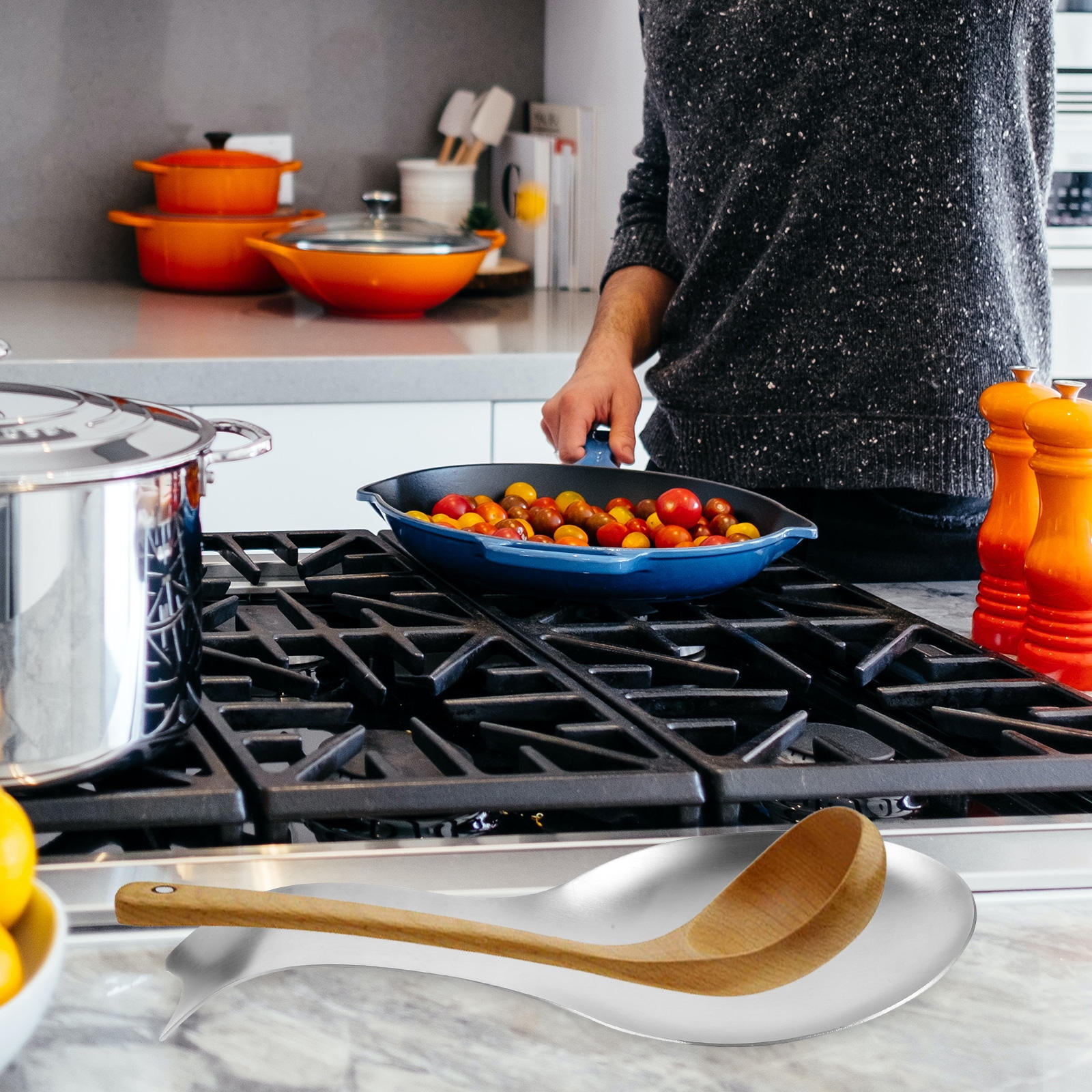 BESTYASH Smooth Edge Stainless Steel Ladle Rest and Spoon Holder for ...