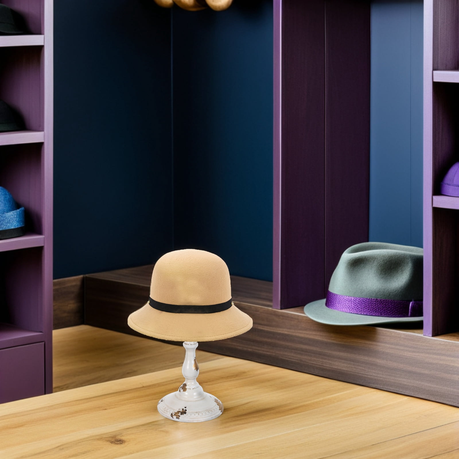 BESTYASH White Metal Hat Holder Stand for Space Saving Hat Display and ...