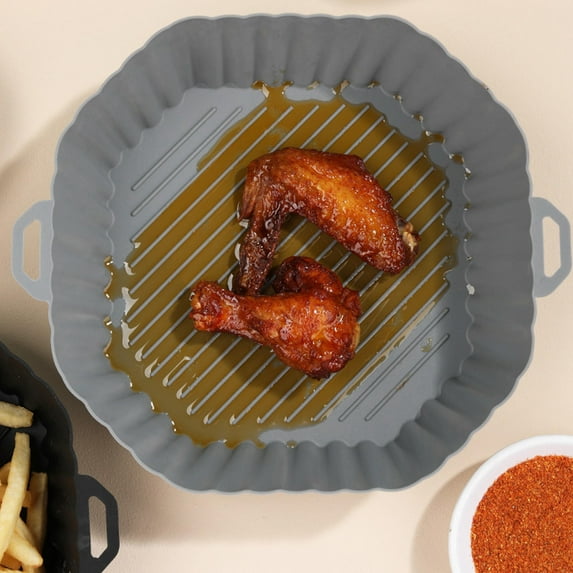BESTYASH Square Silicone Air Fryer Liner Non Stick Grey Silicone Pad ...