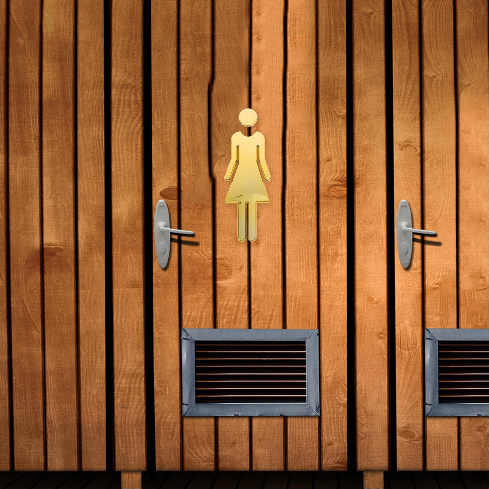 BESTYASH Stainless Steel Golden Bathroom Sign Metal Lavatory Sign for ...