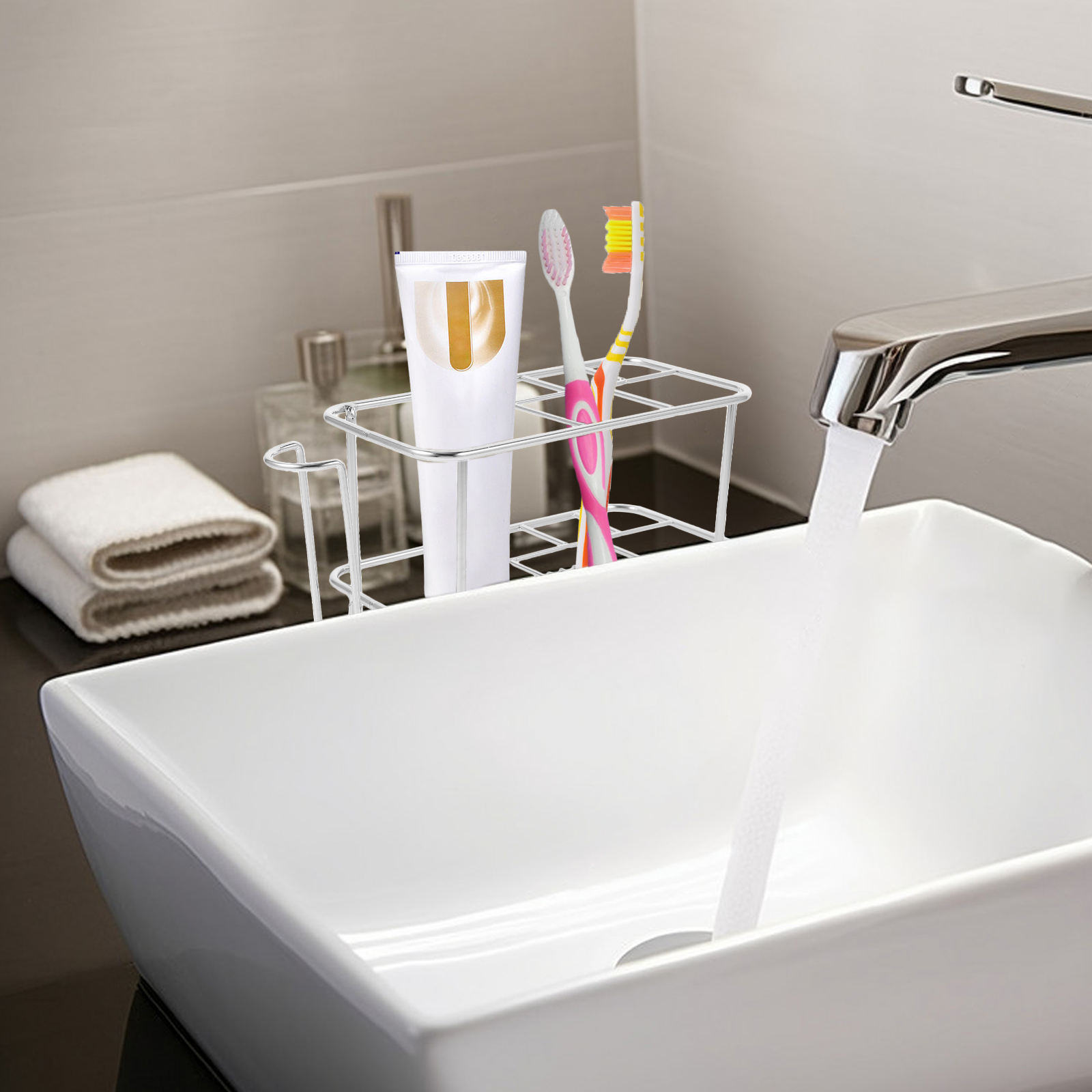 BESTYASH Stainless Steel Toothbrush Holder Plated Silver Bathroom ...