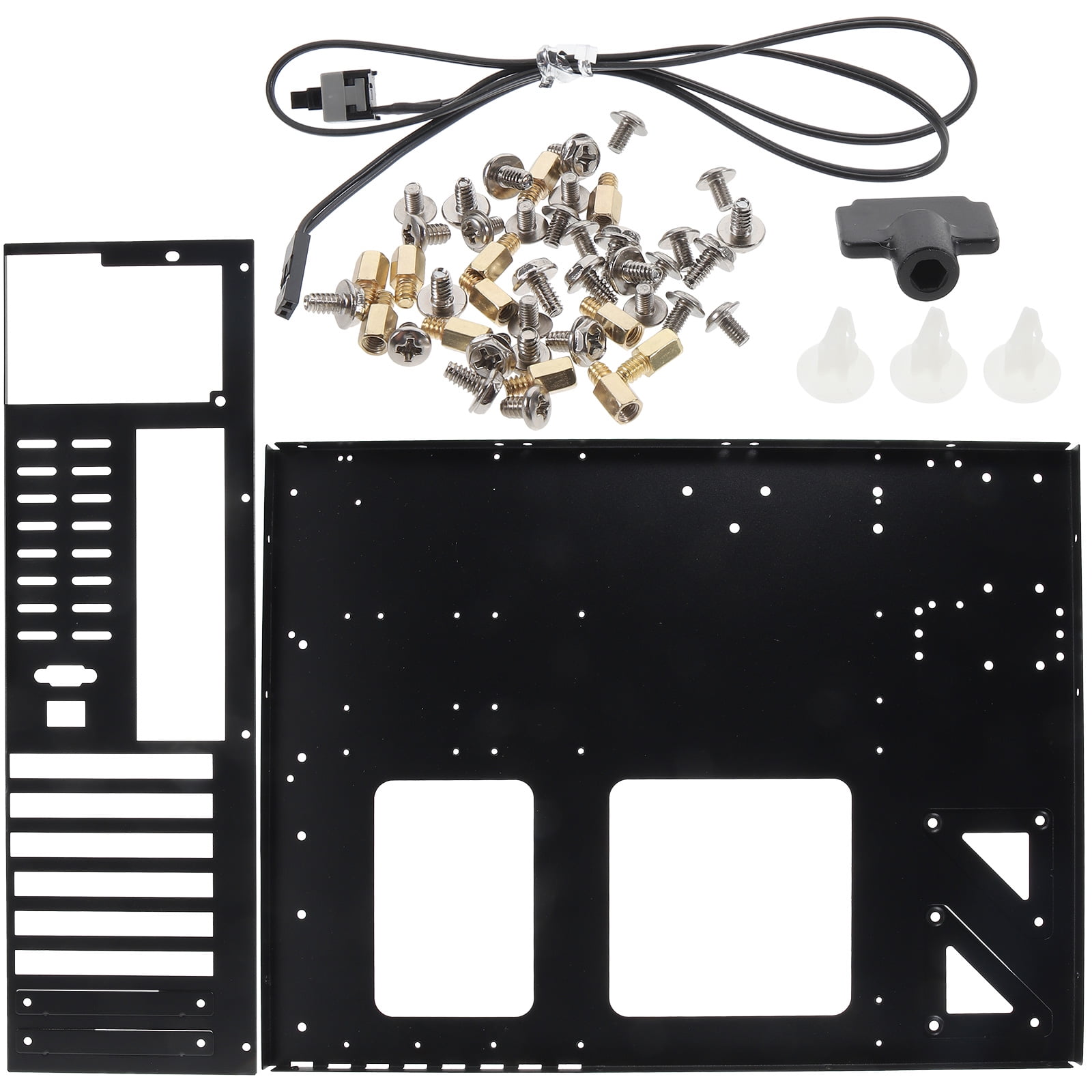BESTYASH Black Steel Computer Case Frame with Protective Motherboard ...
