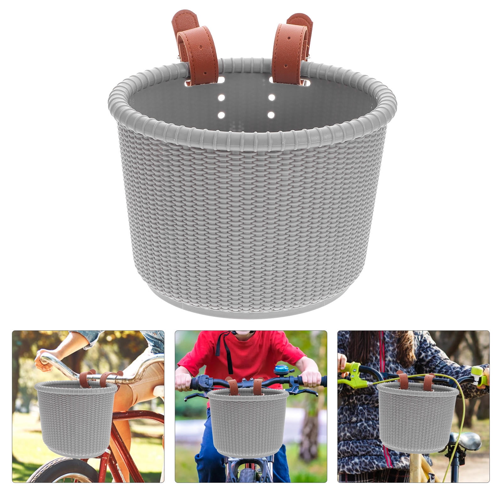 BESTYASH Stylish Grey Plastic Front Bike Basket with Fixed Strap for ...