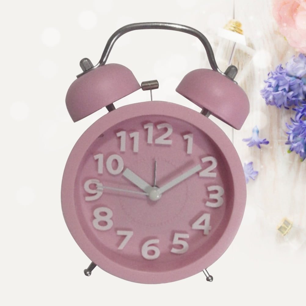 BESTYASH Ticking Alarm Clock for Bedroom Round Loud Alarm Pink 1Set ...