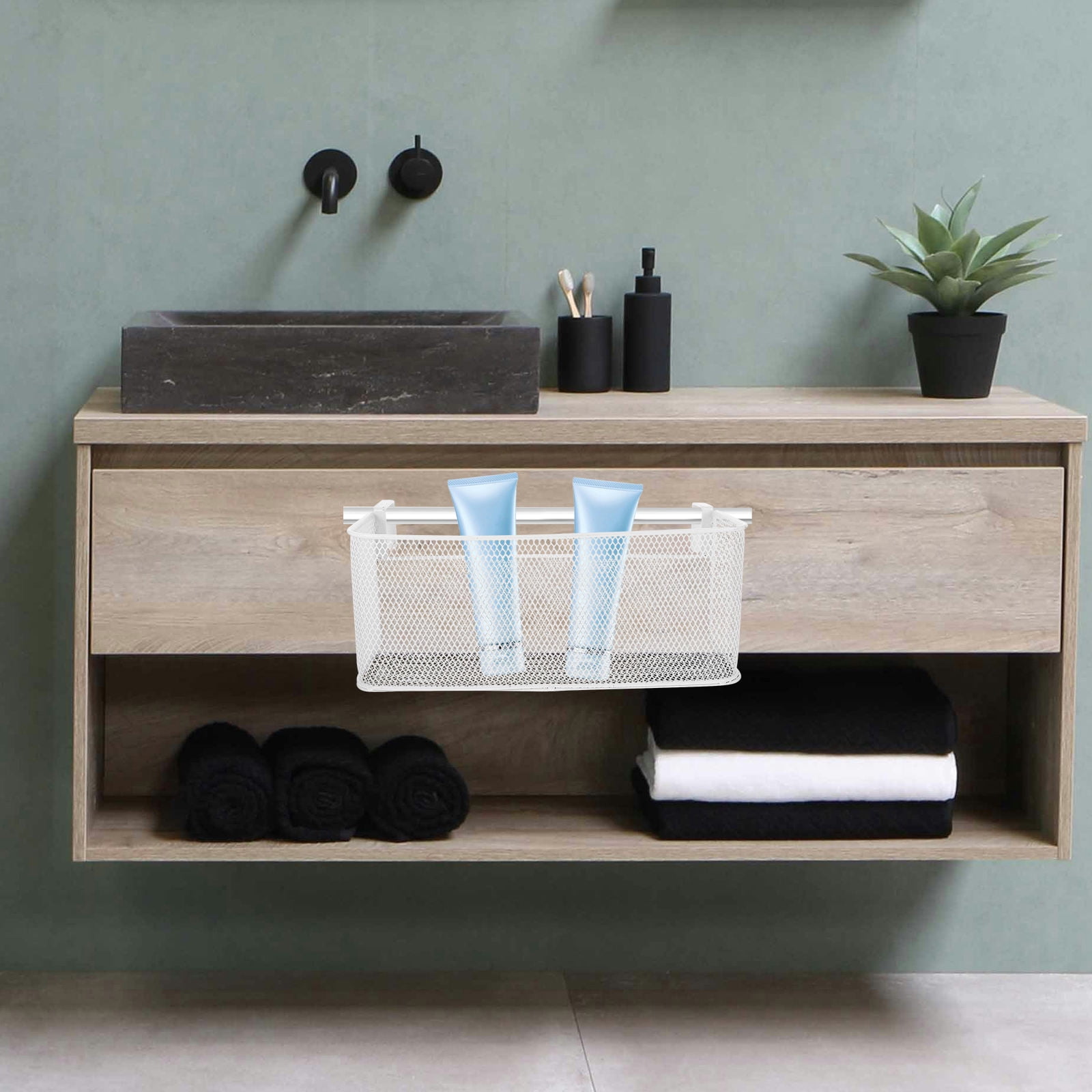 BESTYASH White Hanging Mesh Basket for Bathroom and Bedroom Storage ...