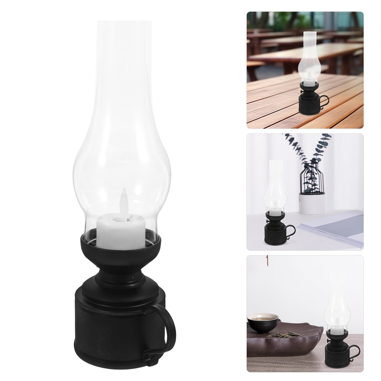 BESTYASH Vintage Style Black LED Kerosene Lamp Flameless Electronic ...
