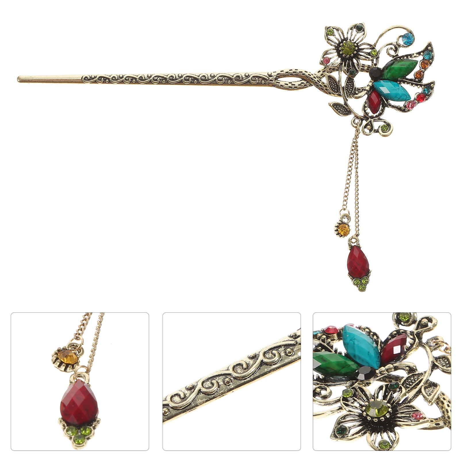 BESTYASH Vintage Blue Hair Chopsticks Decorative Hairpin Tassel Accent ...