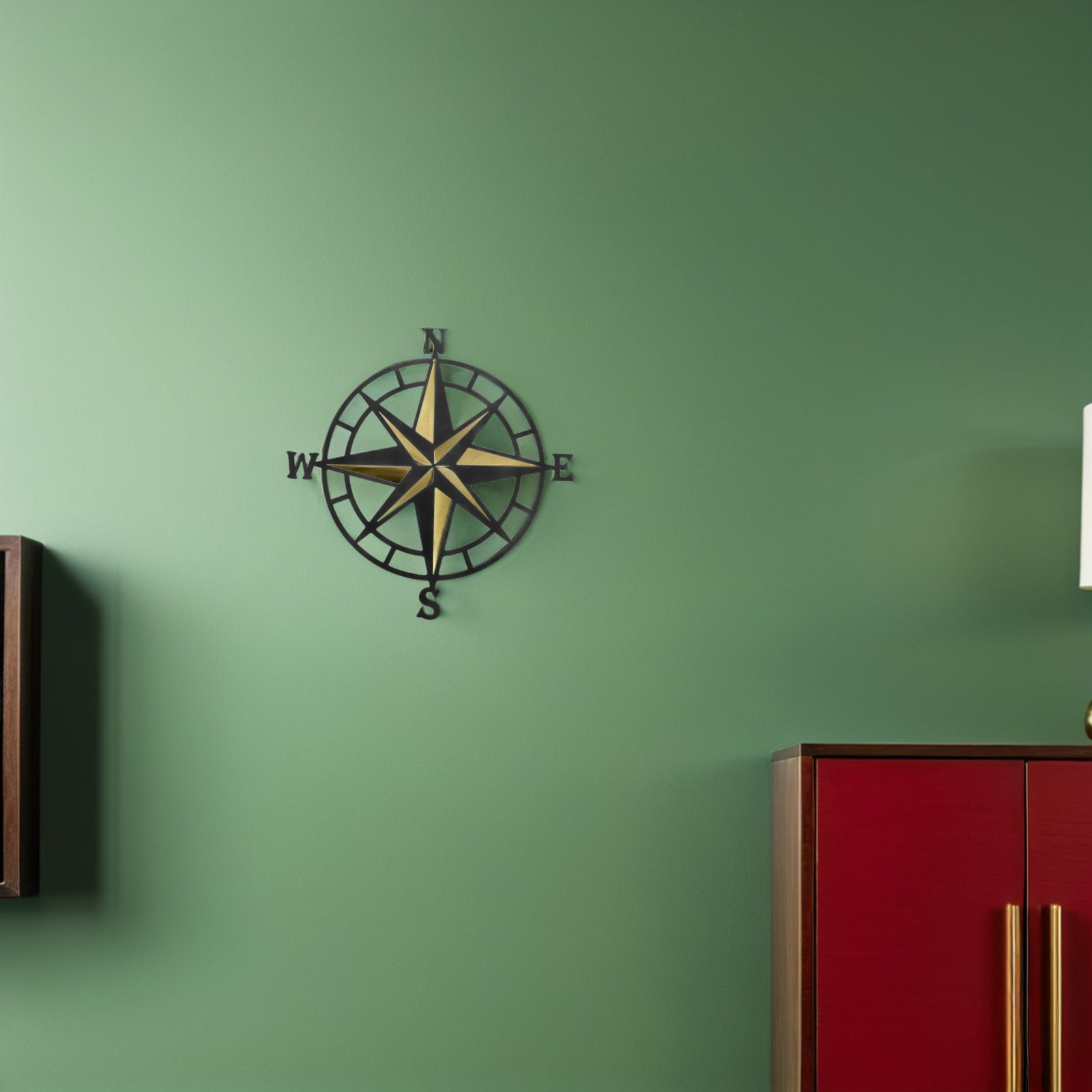 BESTYASH Vintage Metal Nautical Compass Wall Art Black Rustic Round ...