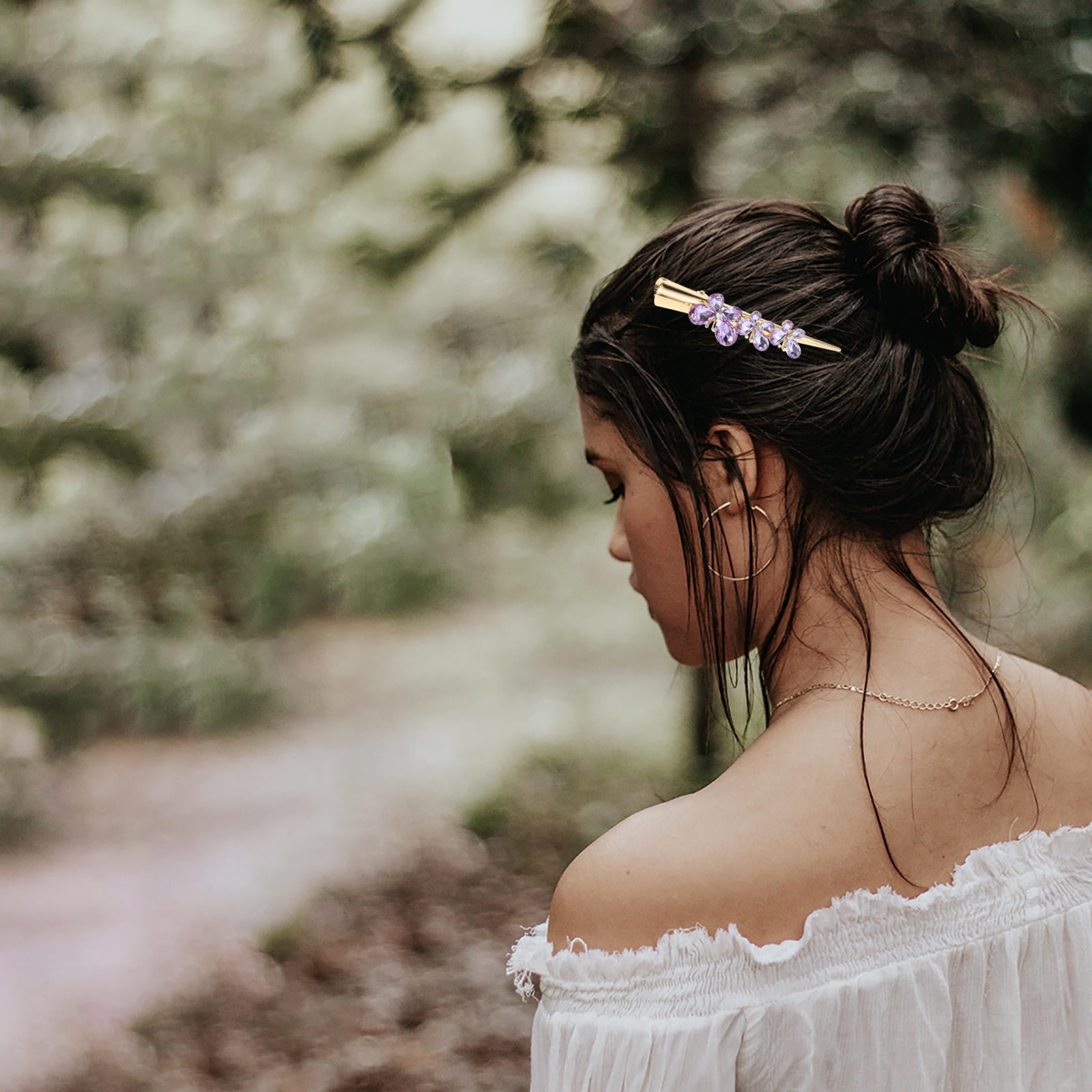 BESTYASH Violet Metal Alligator Hair Clip with Sparkly Crystal ...