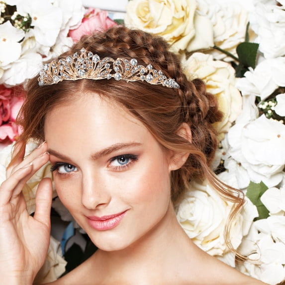 BESTYASH Wedding Headpiece for Bride Rhinestone Tiara Crown in Plated ...