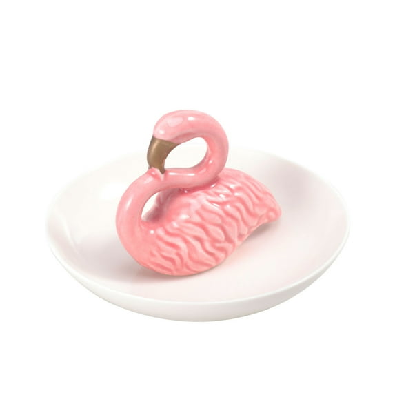BESTYASH White Ceramic Jewelry Dish Tray Elegant Flamingo Shape Jewelry ...