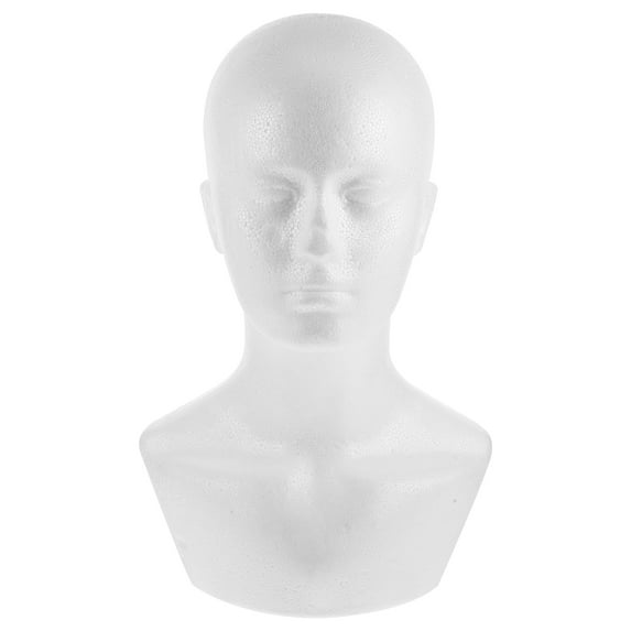BESTYASH White Foam Head Display Stand with Large Base for Hats Wigs ...