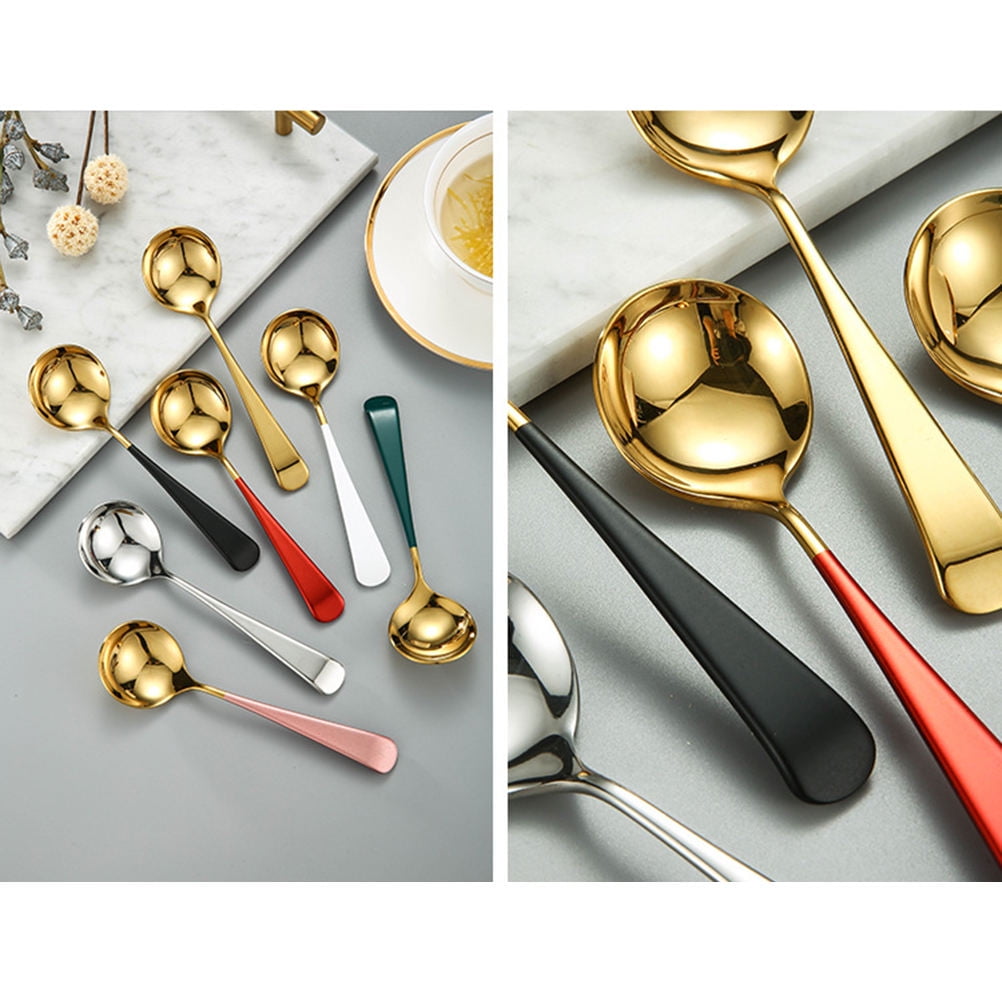 BESTYASH White Handle Stainless Steel Table Spoon with Round for Dining ...