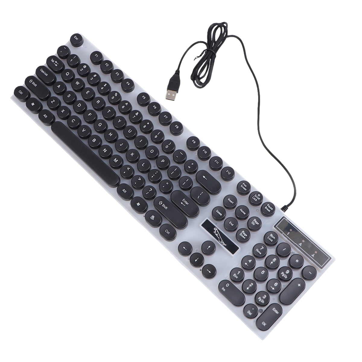 BESTYASH Wired USB Computer Keyboard Black with Glowing Round Keys ...
