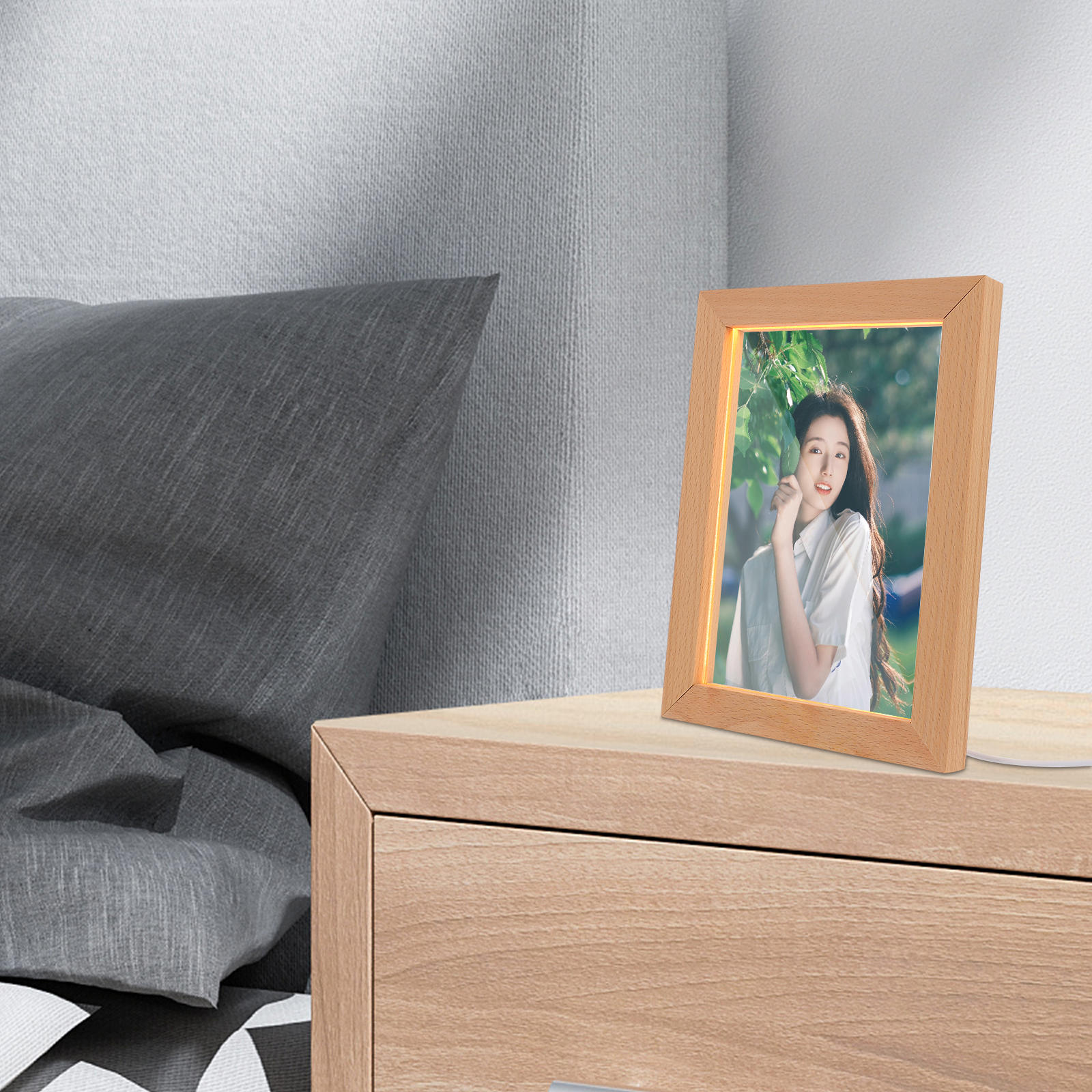 BESTYASH Wood Picture Frames Light with Warm Light for Photography ...