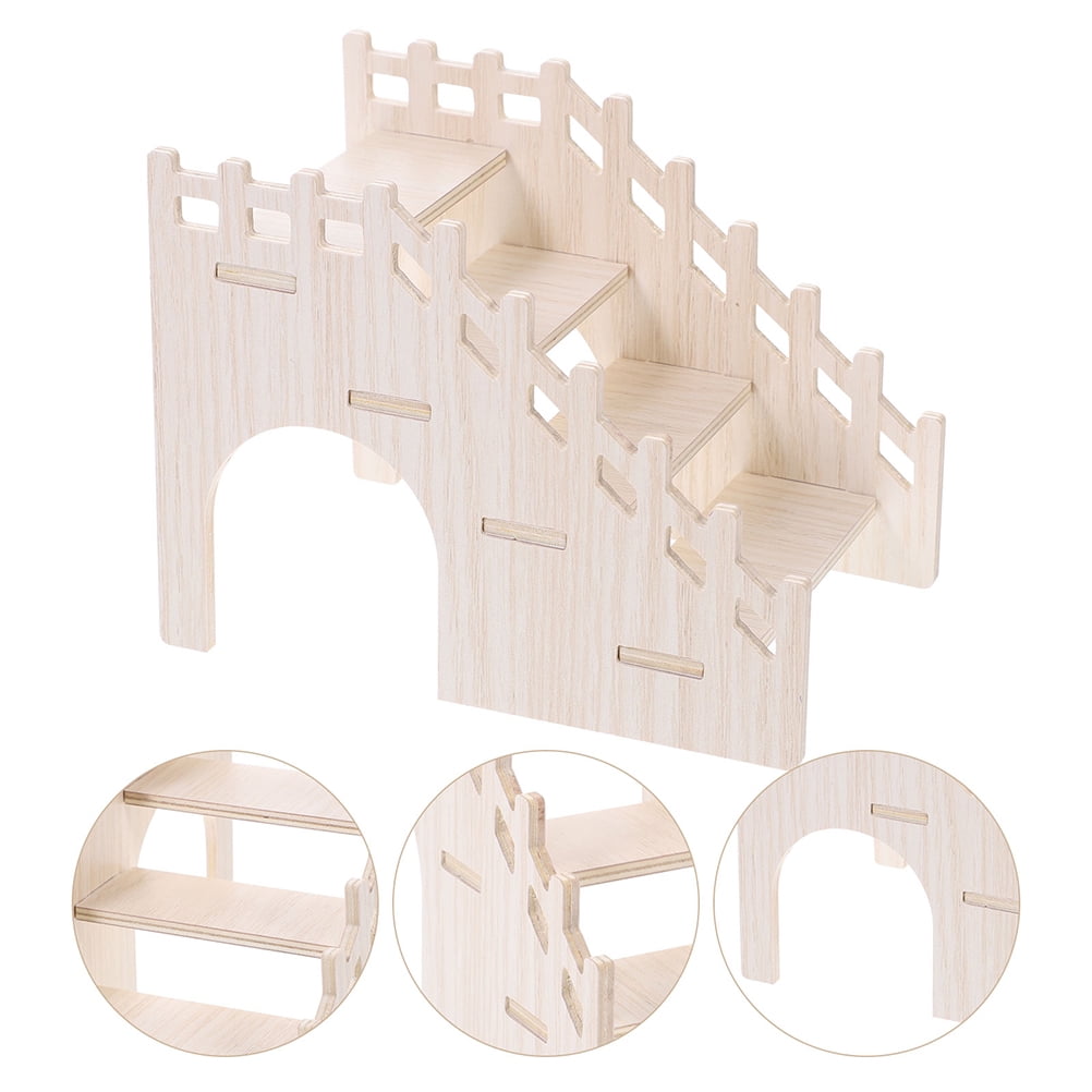 BESTYASH Wooden Hamster Climbing Ladder with Cozy Hideout and Sturdy ...