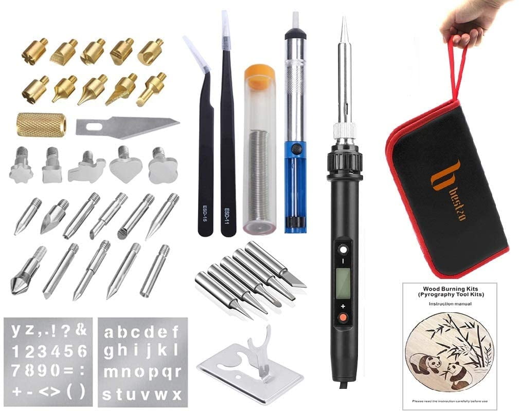 BESTZO LCD Wood Burning Tool Kit With Soldering Iron, Pyrography Tool ...