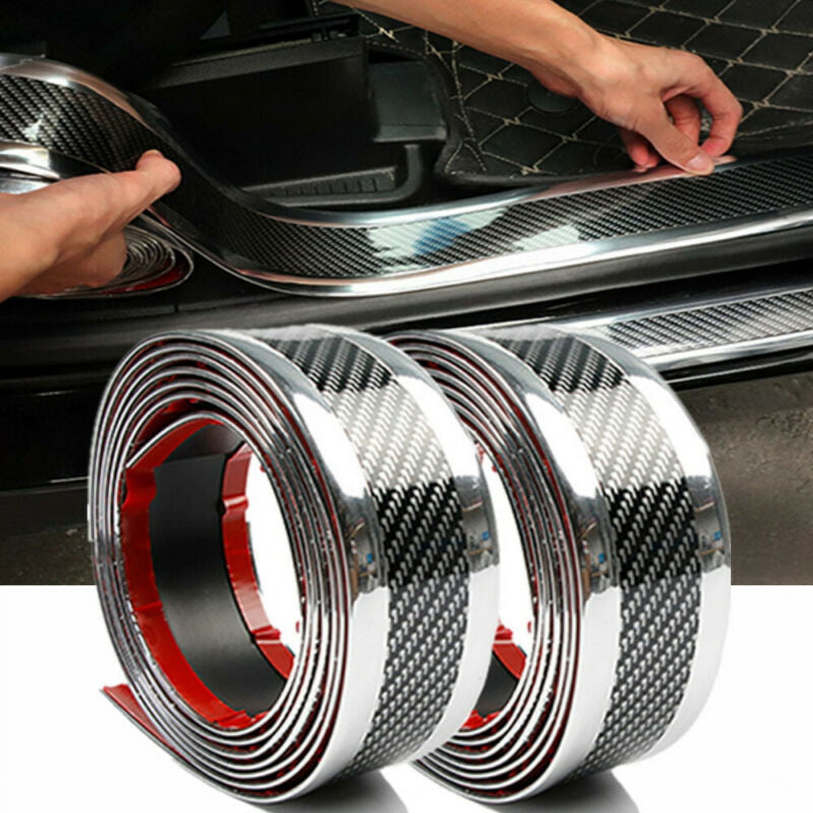 BESVEH 2Pcs Carbon Fiber Vinyl Car Door Sill Strip Scuff Plate Sticker ...