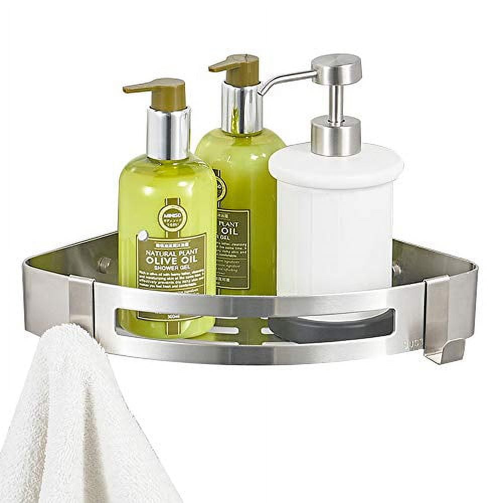 BESy Adhesive Bathroom Shower Corner Shelf Shower Corner Caddy with 2 ...