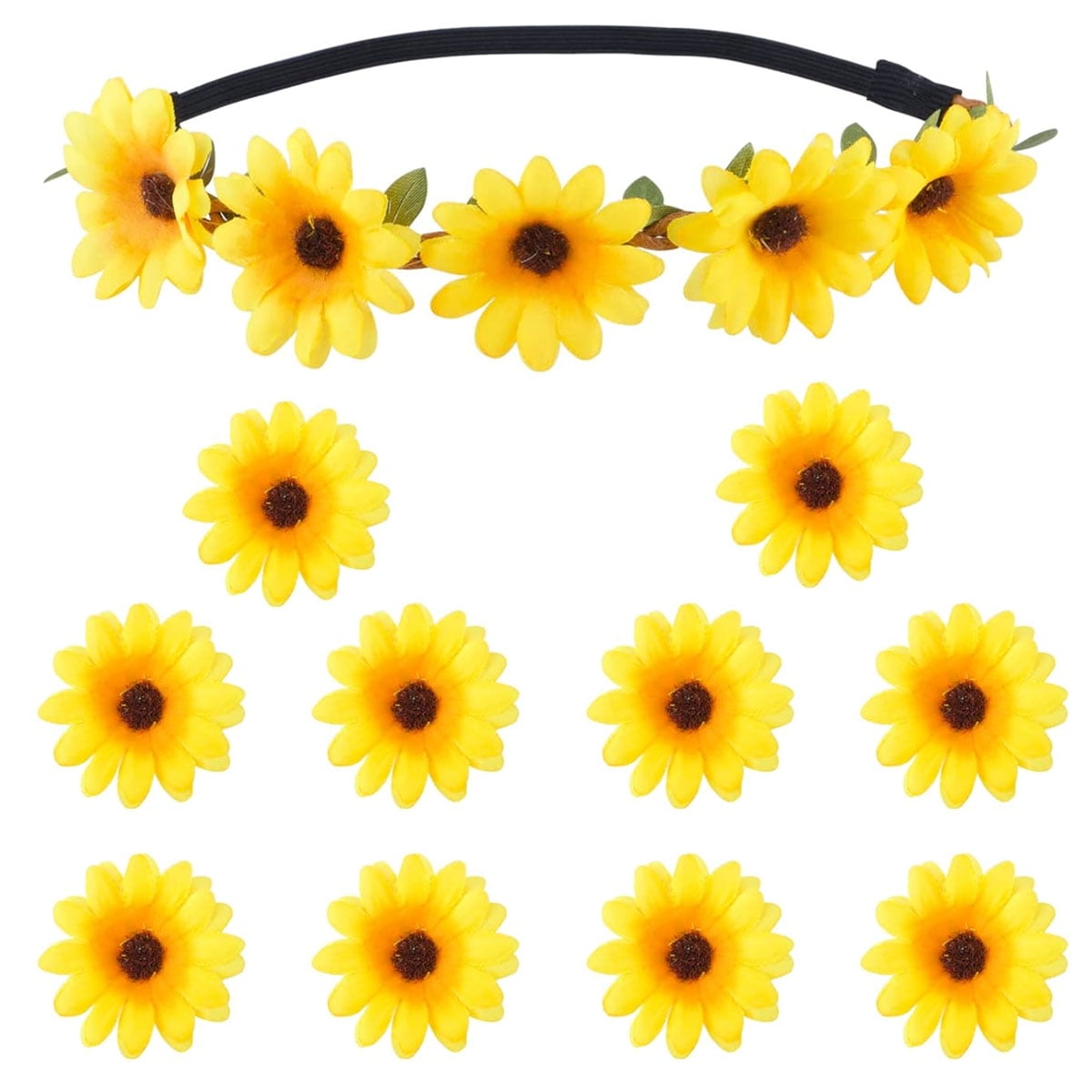 BETESSIN Flower Hairband Sunflower Headband with 10 Hair Clips Daisy ...