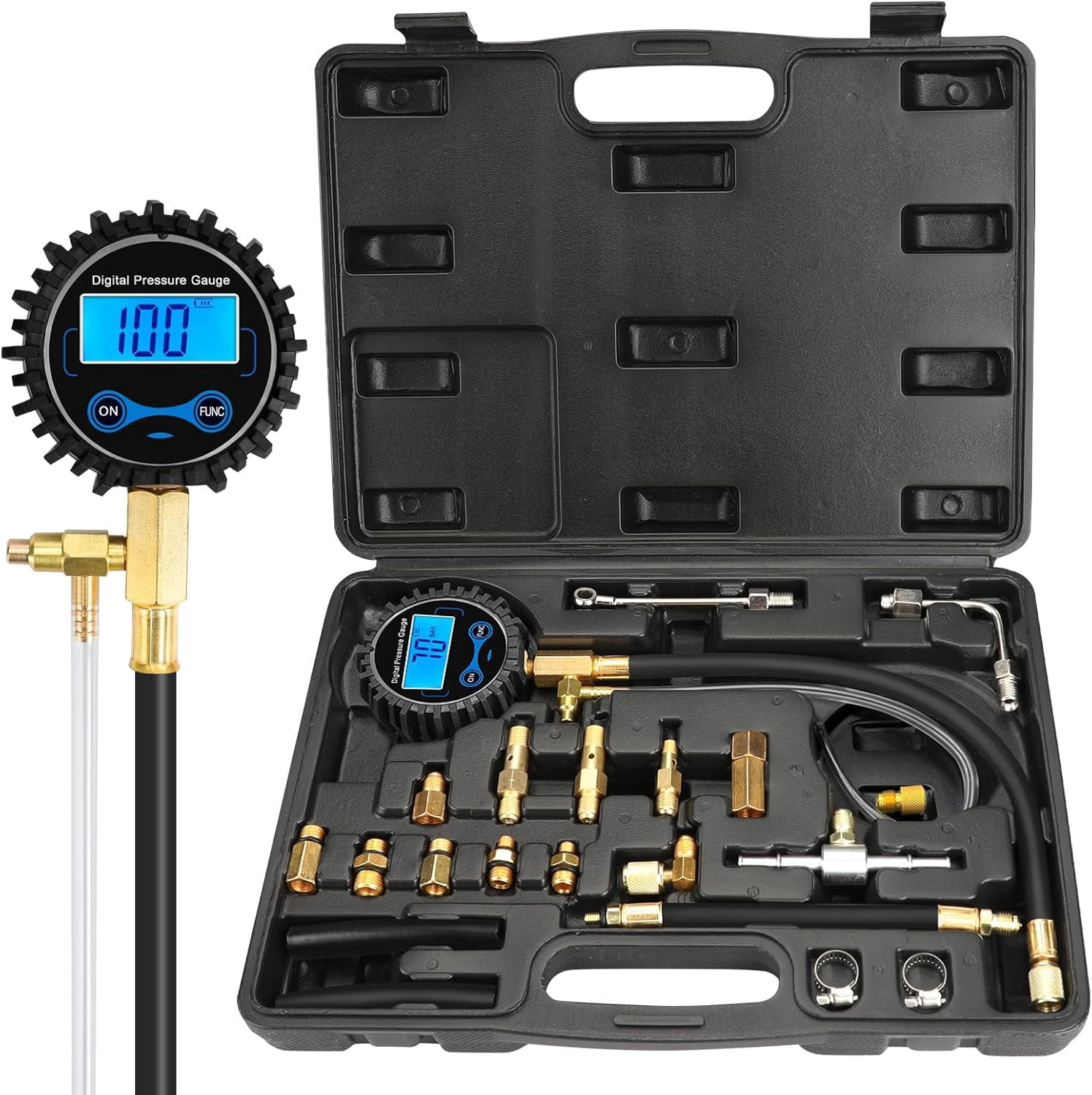 BETOOLL Digital Fuel Pressure Gauge - Black Case Fuel Pressure Test Kit ...