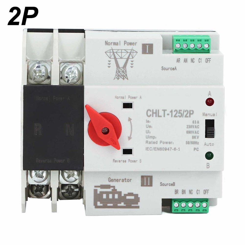 BETOR 2P/3P/4P 63A Din Rail Dual Power Automatic Transfer Switch ...