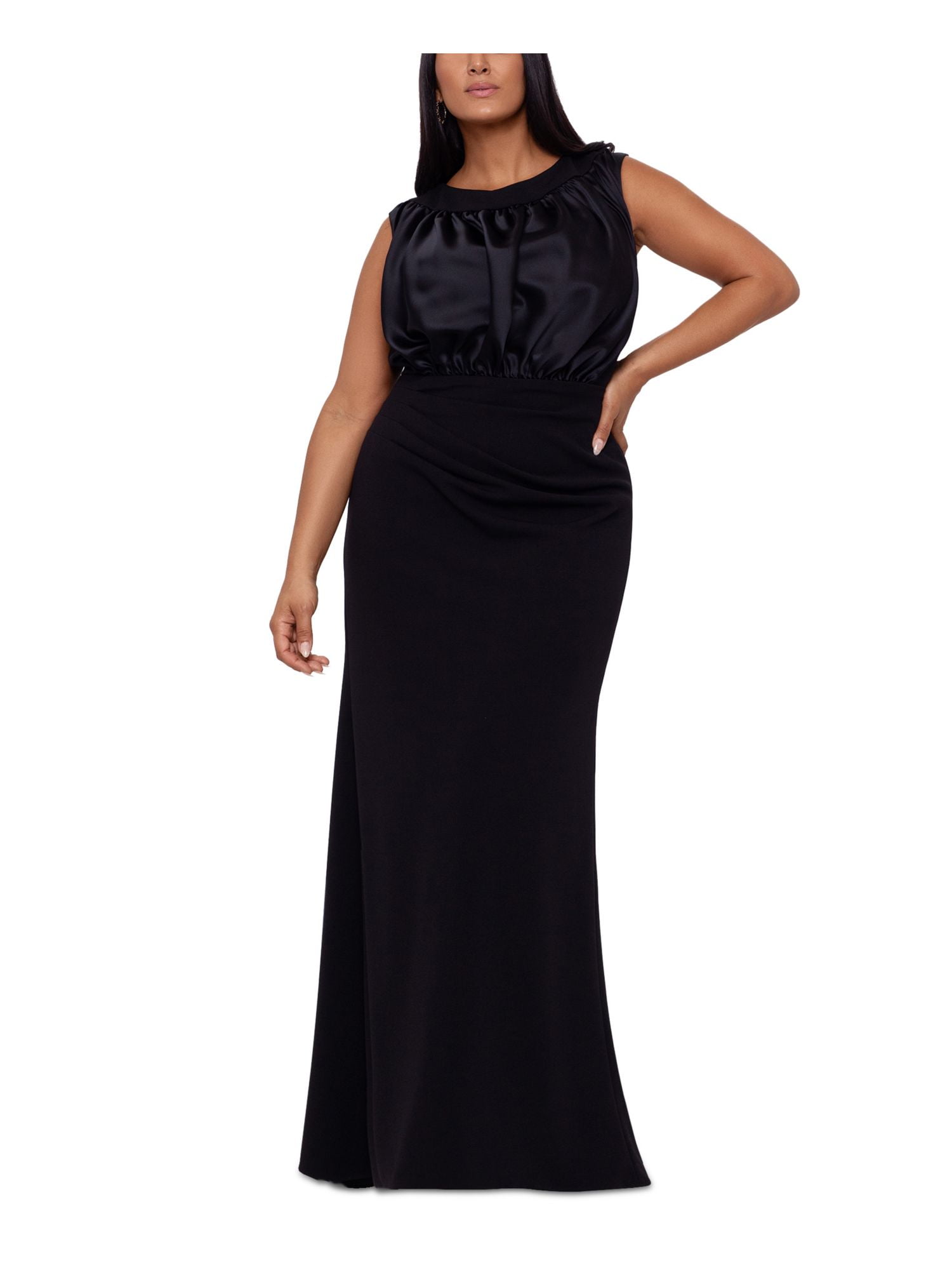 BETSY & ADAM Womens Black Zippered Pleated Gathered Lined Sleeveless ...