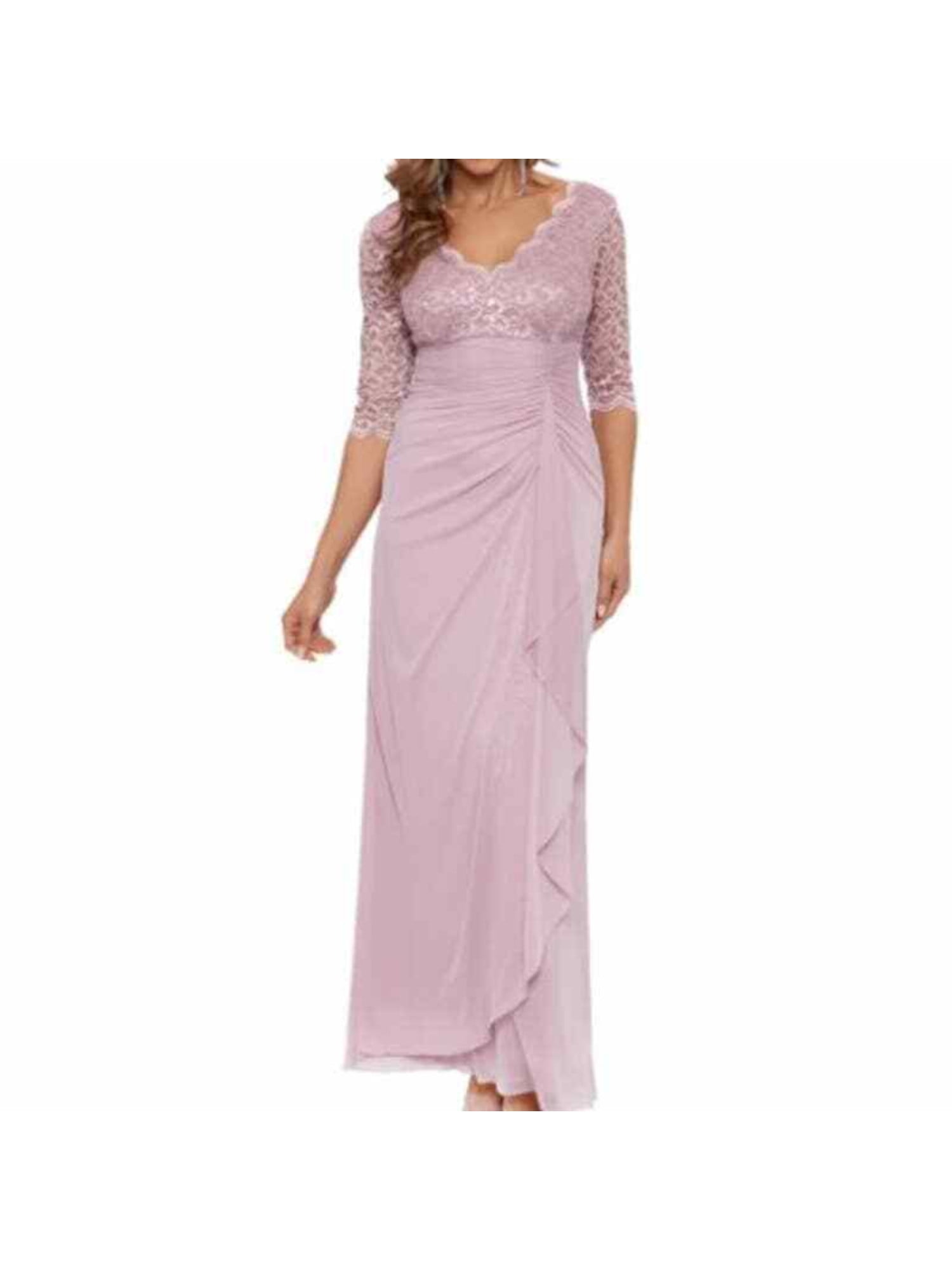 BETSY & ADAM Womens Pink Embellished Zippered Ruched Waterfall Front ...