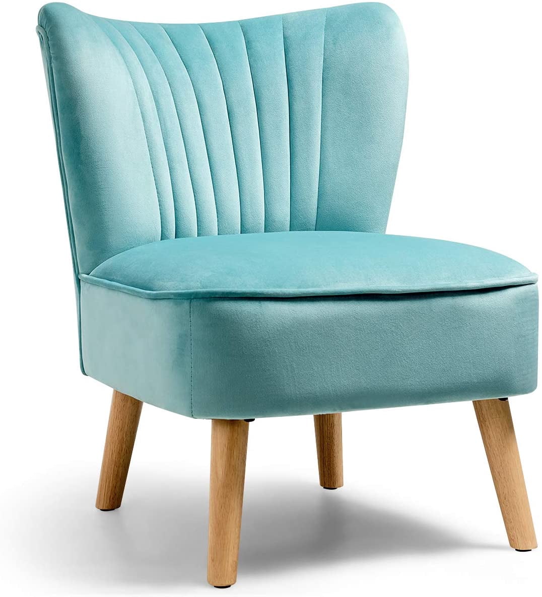 BETTARY Upholstered Armless Accent Chair, Velvet Modern Chair w/Rubber ...