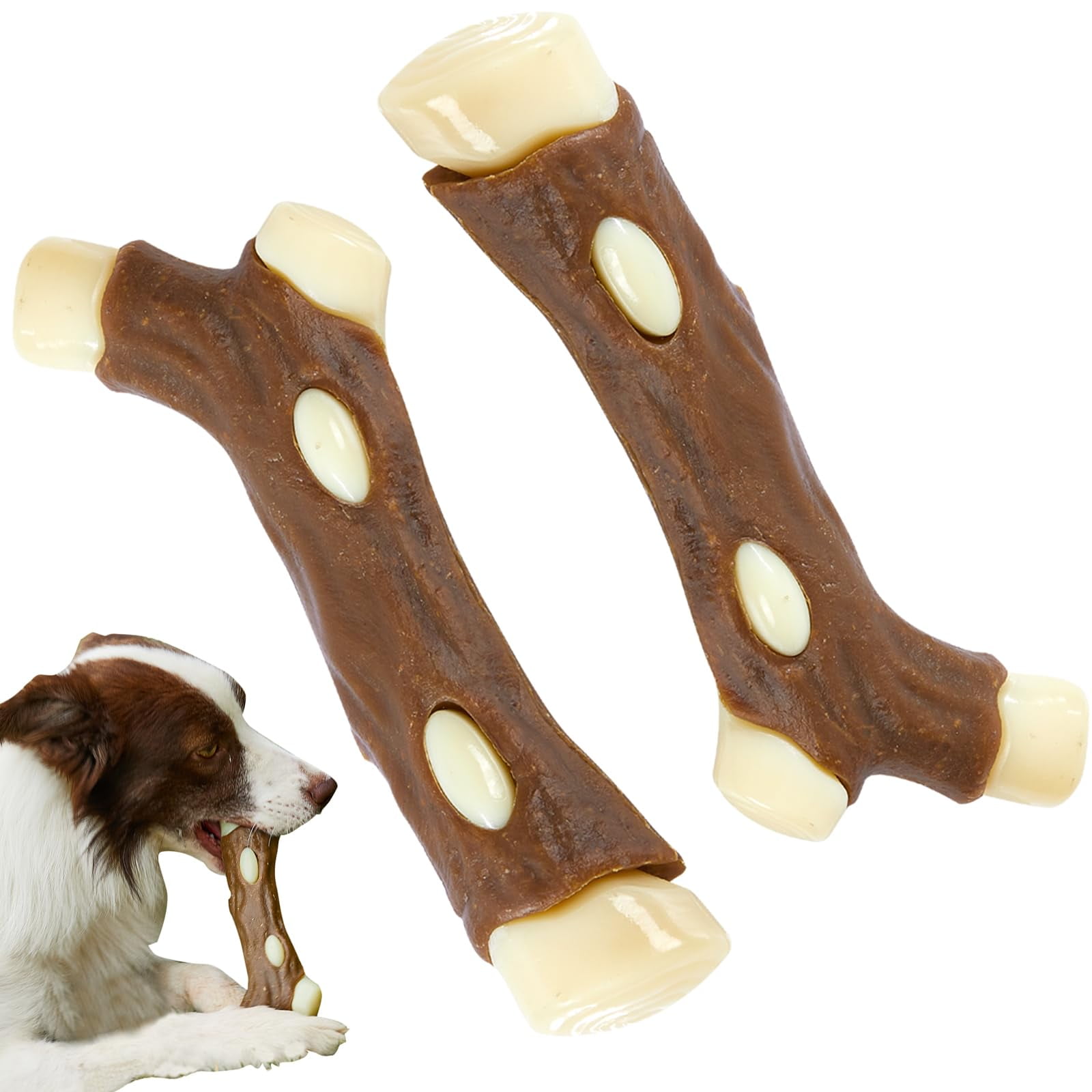 BETTEPROD 2 Pack Dog Chew Toys for Aggressive Chewers Large Breed, Bacon/Beef Flavor ...