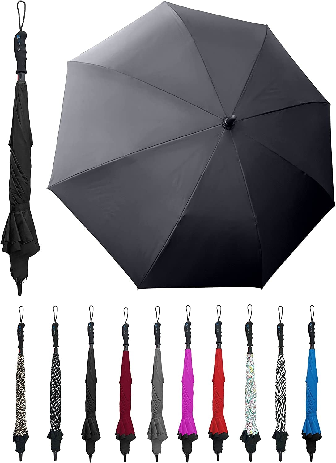 BETTER BRELLA Wind-Proof, Reverse Open, Upside Down 41.5" wide Umbrella ...