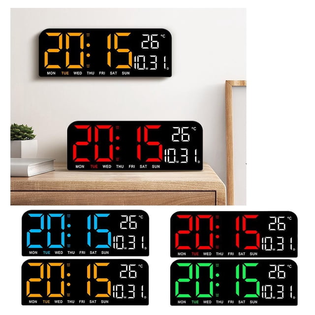 BETTERLIFE 1*Digital Wall Clock Led Alarm Temperature Humidity Large ...