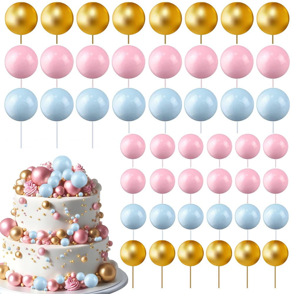 BETTERLIFE 108Pcs Balls Cake Topper Mini Balloon Cake Topper Foam Cake ...
