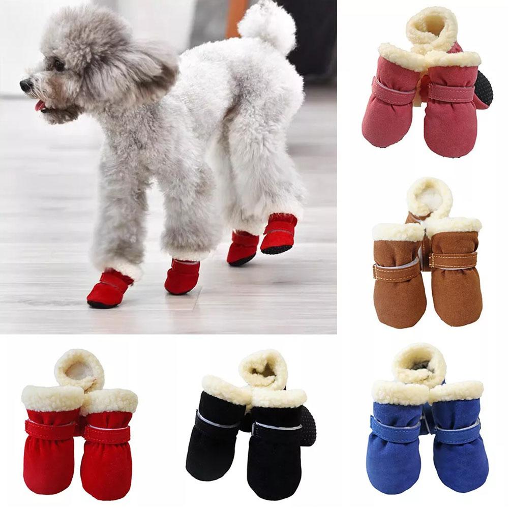 BETTERLIFE 4pcs/set Puppy Shoes Winter Dog Anti-slip Rain Snow UK Warm ...