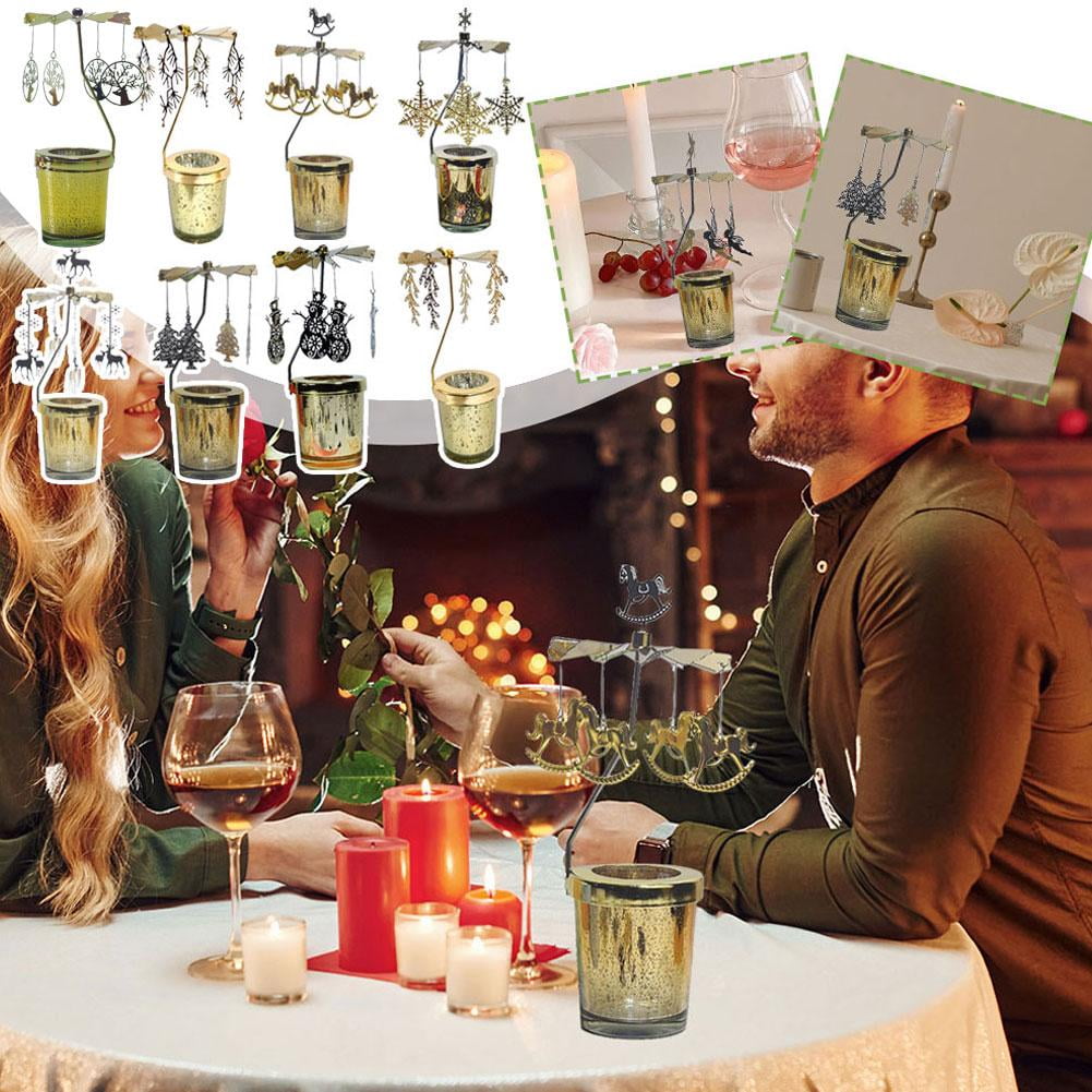 BETTERLIFE BOWTONG Rotating Candlestick Tray Carousel Wrought Glass ...
