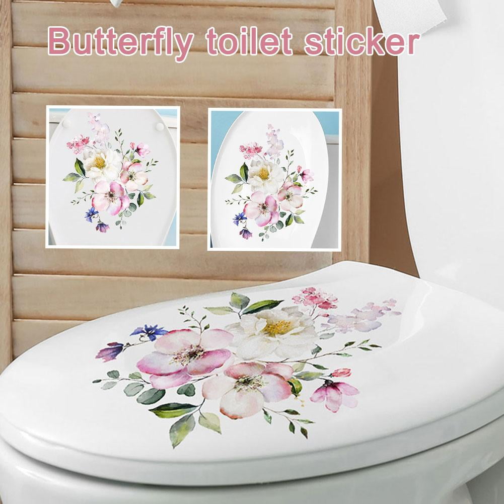 BETTERLIFE Bathroom Toilet Stickers Modern Minimalist Flower Pattern ...