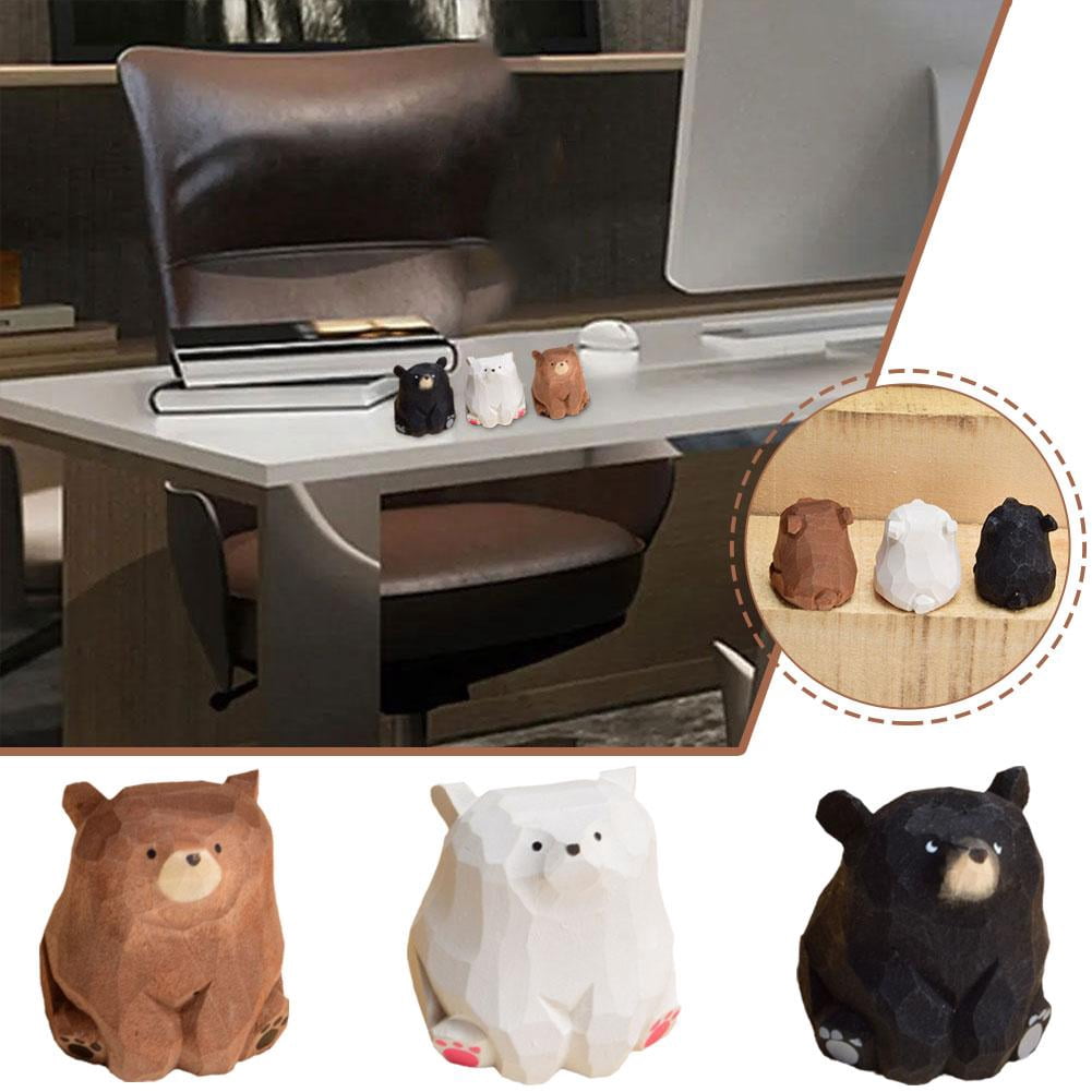 BETTERLIFE Bear Figurine Wood Carving Miniature Decoration Statue Art ...