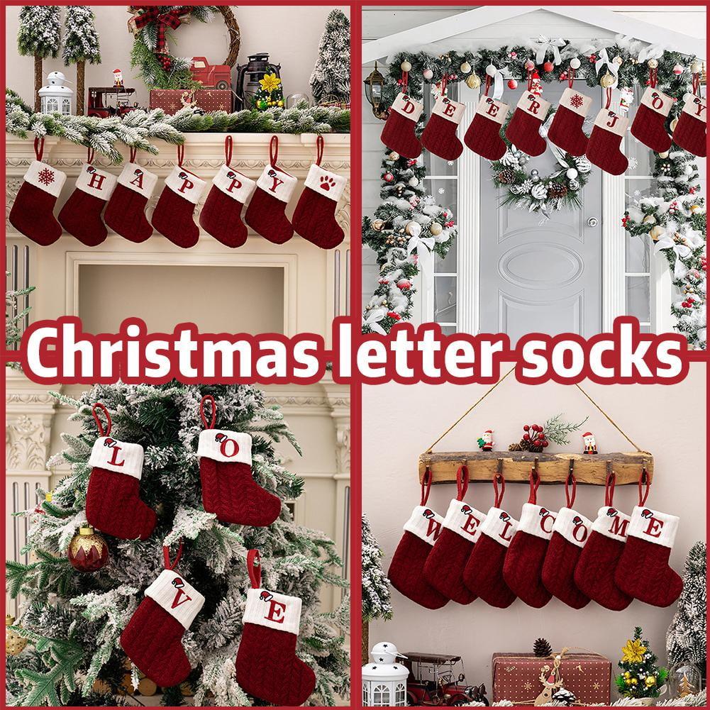 BETTERLIFE Christmas Alphabet Knitting Socks Cute Knitted Christmas ...
