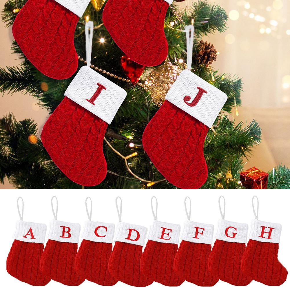 BETTERLIFE Christmas Letter Socks Red Knitted Christmas Socks Gift Bag ...