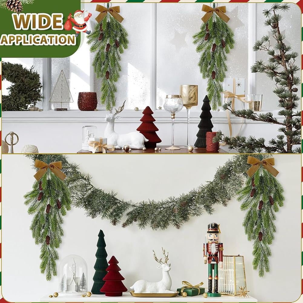 BETTERLIFE Christmas Teardrop Swags Winter Rustic Pine Needles Swag ...